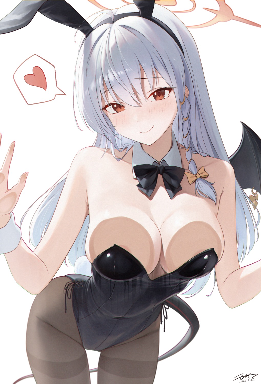 fritz614 blue archive kurodate haruna animal ears bunny ears bunny girl devil halo no bra ...